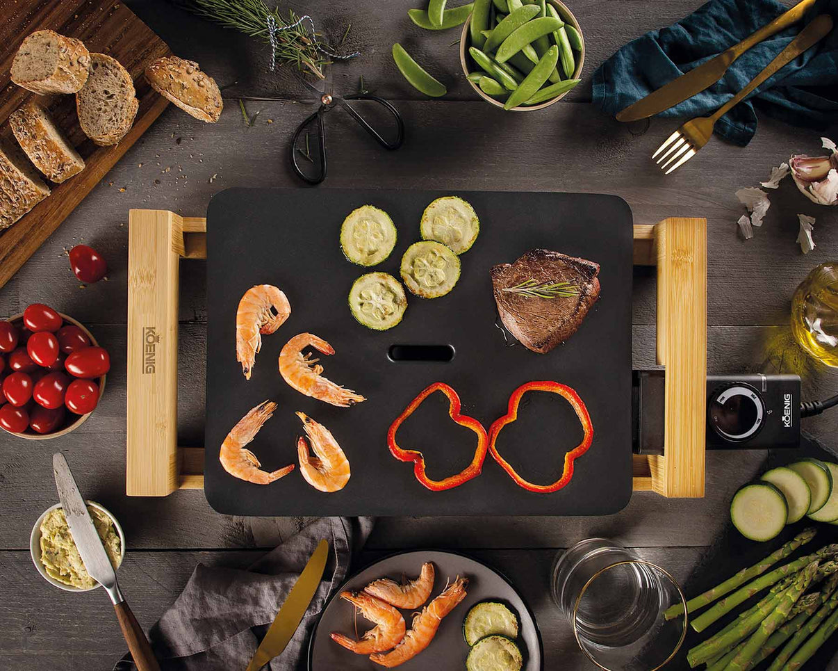KOENIG Tischgrill & Teppenyaki Bamboo | für 4 bis 6 Personen – Kochen ...